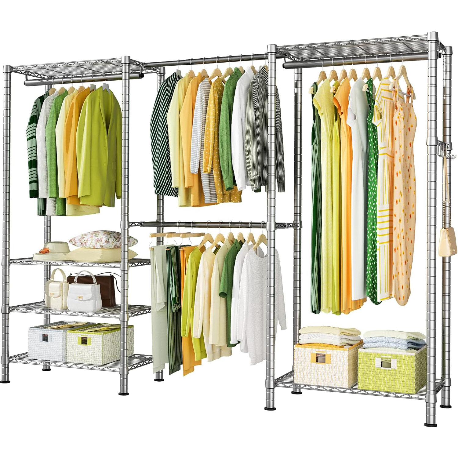 Gian 6 Tiers Adjustable Metal Freestanding Expandable Clothing Storage ...