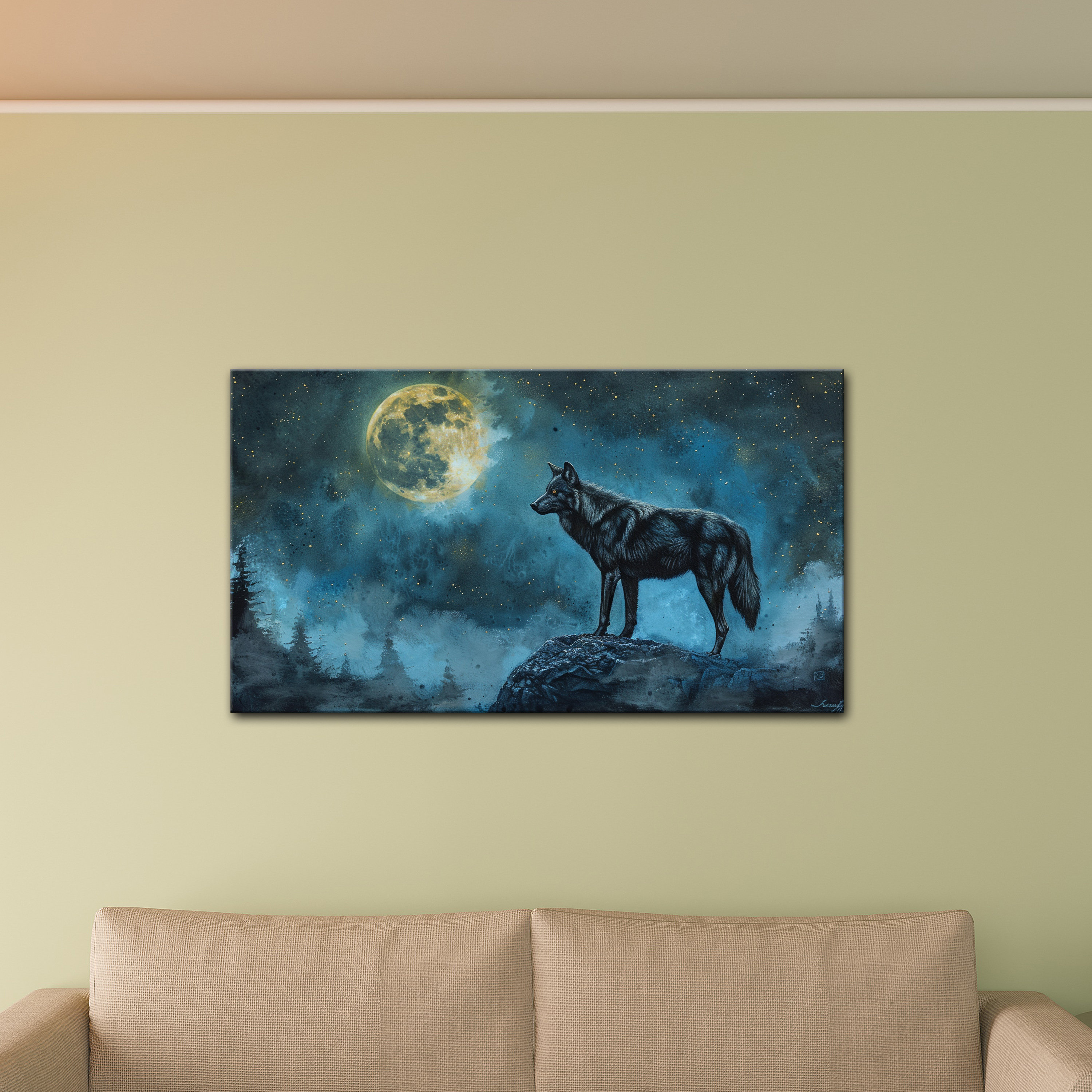 Millwood Pines Spirit of the Wild: Lone Wolf in the Moonlit Mountain ...