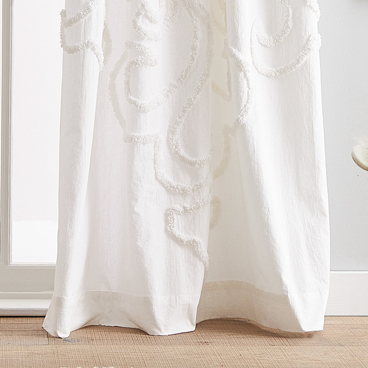 Peri Home Gates Tufted Chenille Rod Pocket Curtain Panel Pair White ...