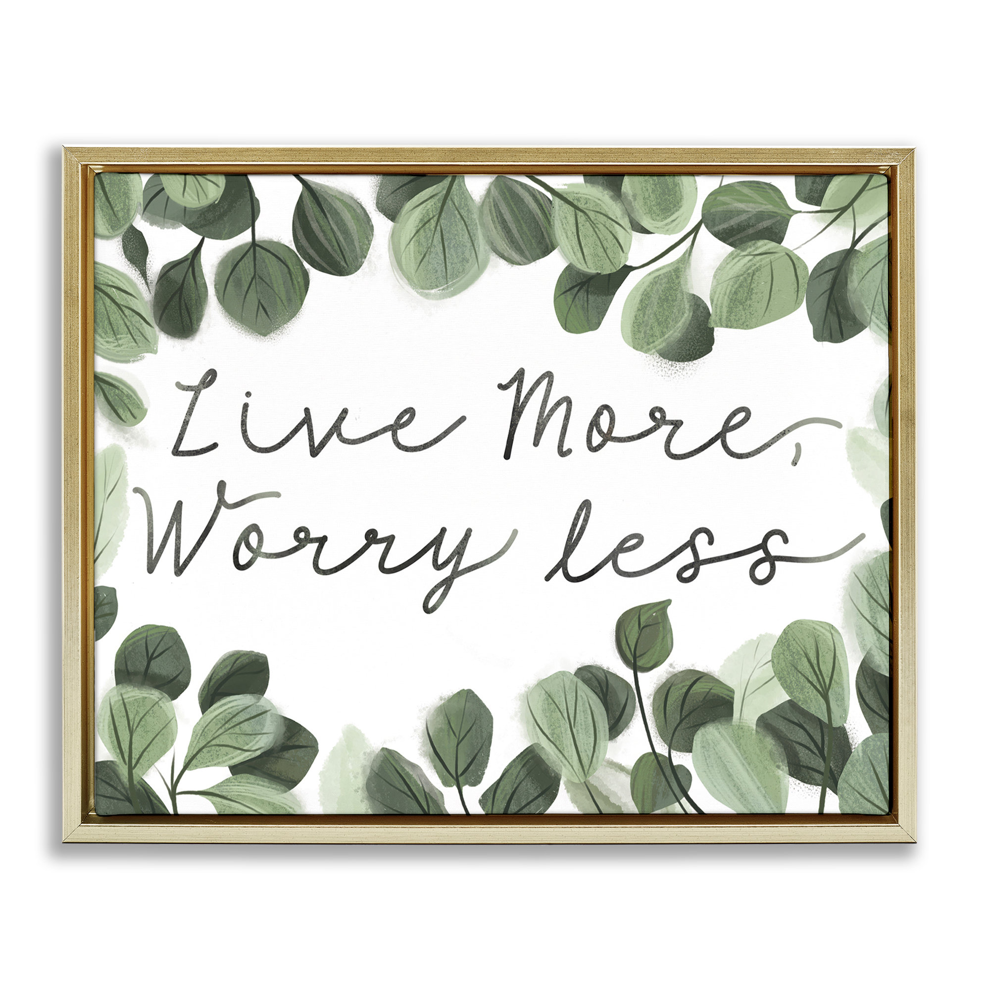Trinx Love More Worry Less Framed Floater Canvas Wall Art by Arrolynn ...