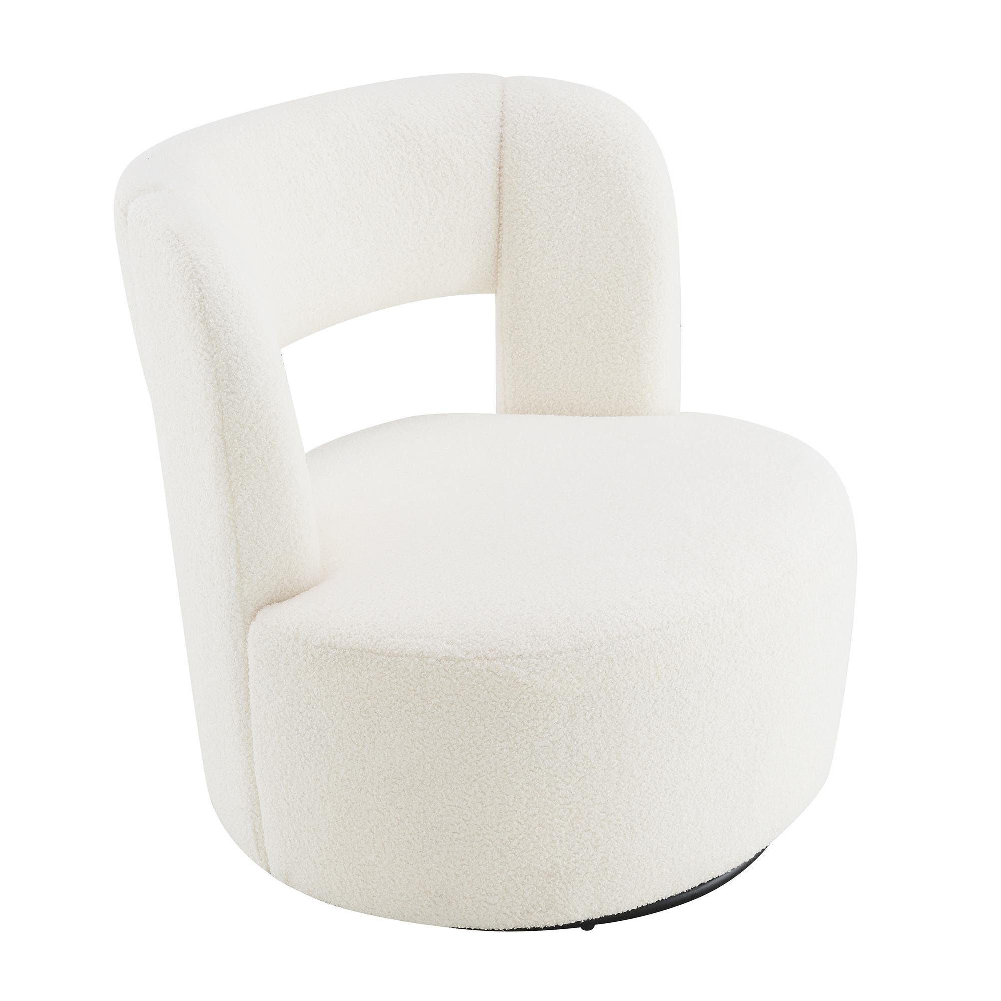 Ivy Bronx Swivel Barrel Chair with Soft Teddy Fabric, Comfy Round ...
