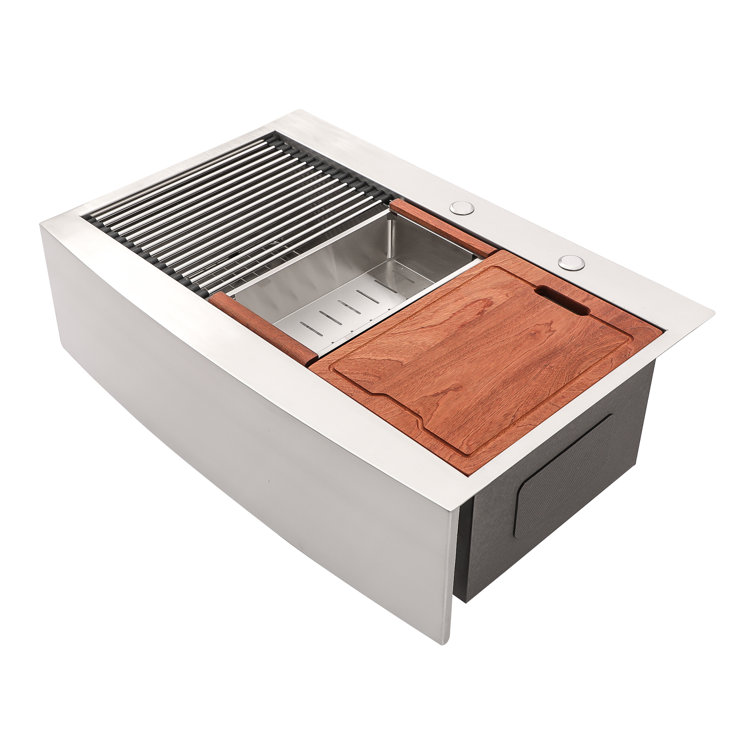 Logmey 33" L x 22" W Farmhouse Kitchen Sink Drop-in Farm Stainless ...