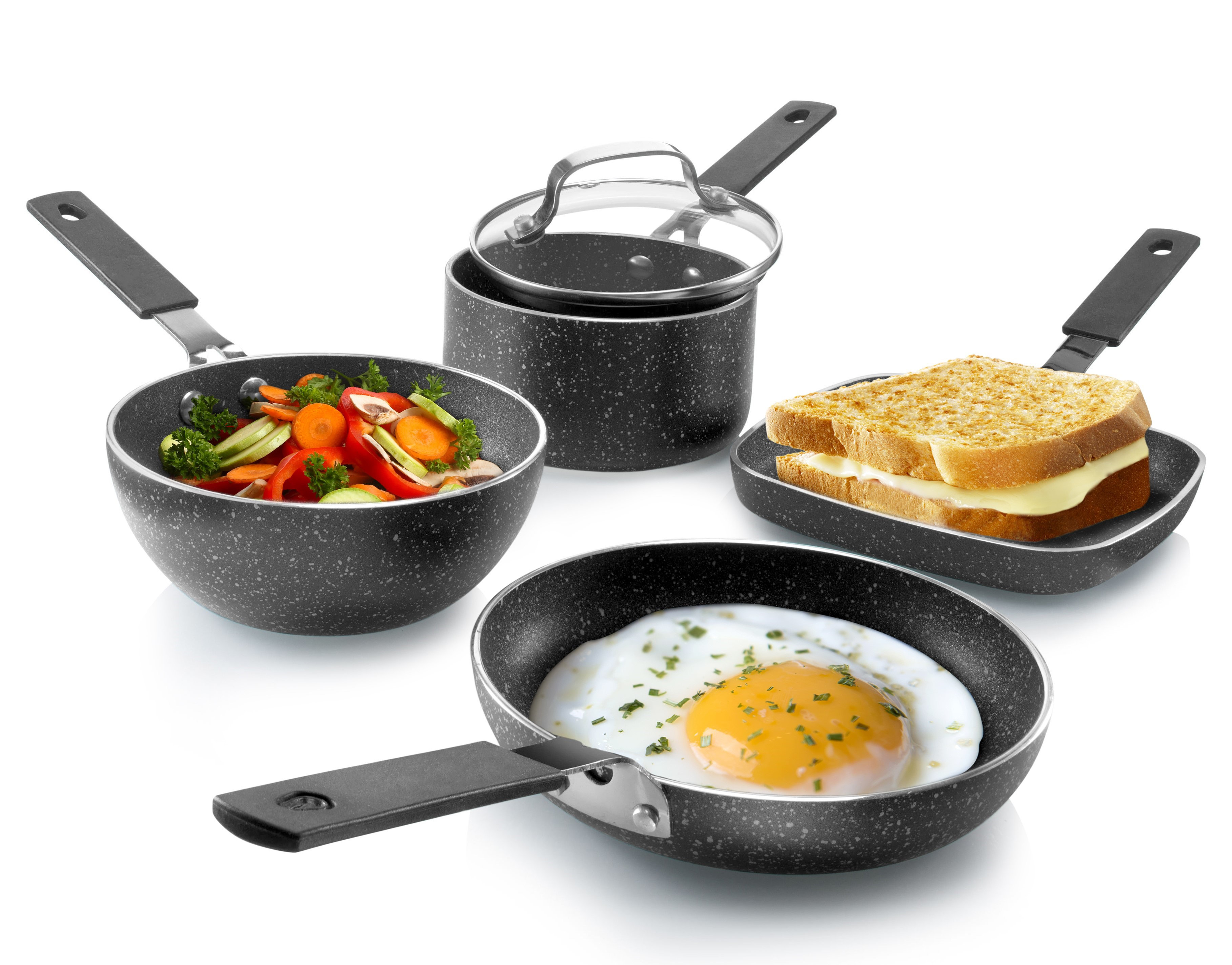 Granitestone Stackable 5 Piece Mini Nonstick Cookware Set with Rubber ...