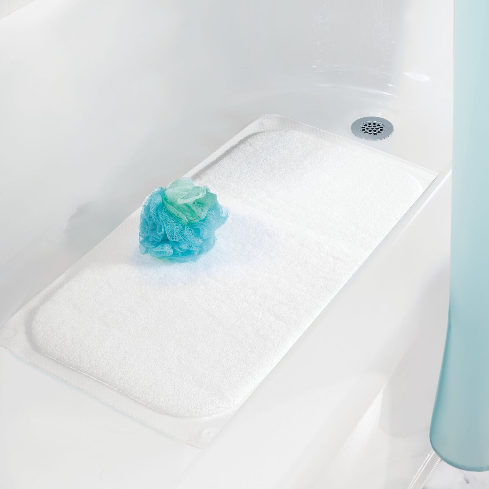 mDesign Loofah Cushioned Suction Bath Mat for Shower Stall, Bathtub ...