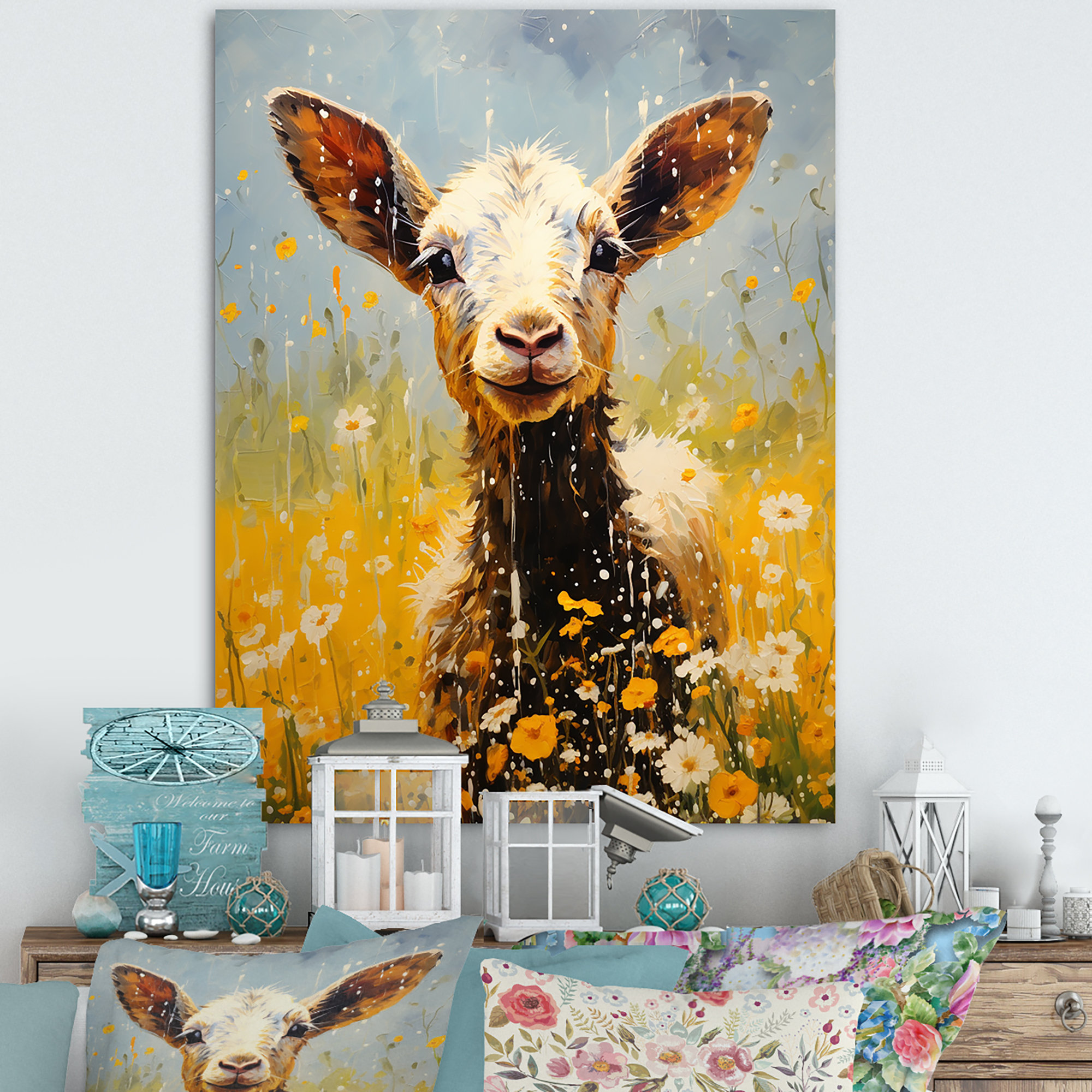 August Grove® Cute Goat Portrait In Meadow I On Canvas Print | Wayfair
