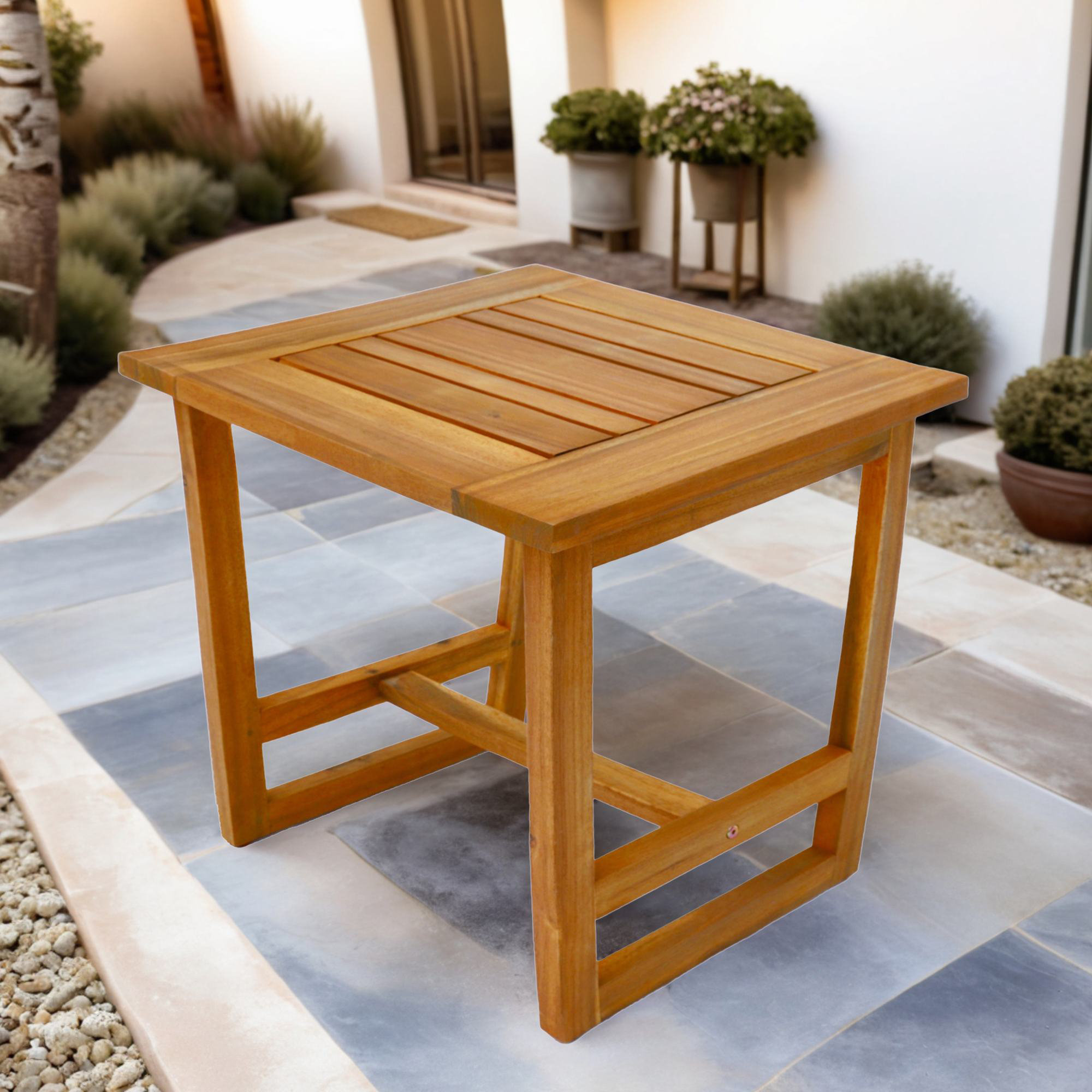 Wrought Studio™ Oketa Acacia Wood Side Table | Wayfair