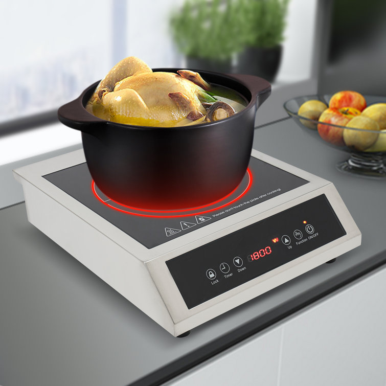 OUKANING 1800W Black 1 Burner Portable Electric Cooktop with Timing ...