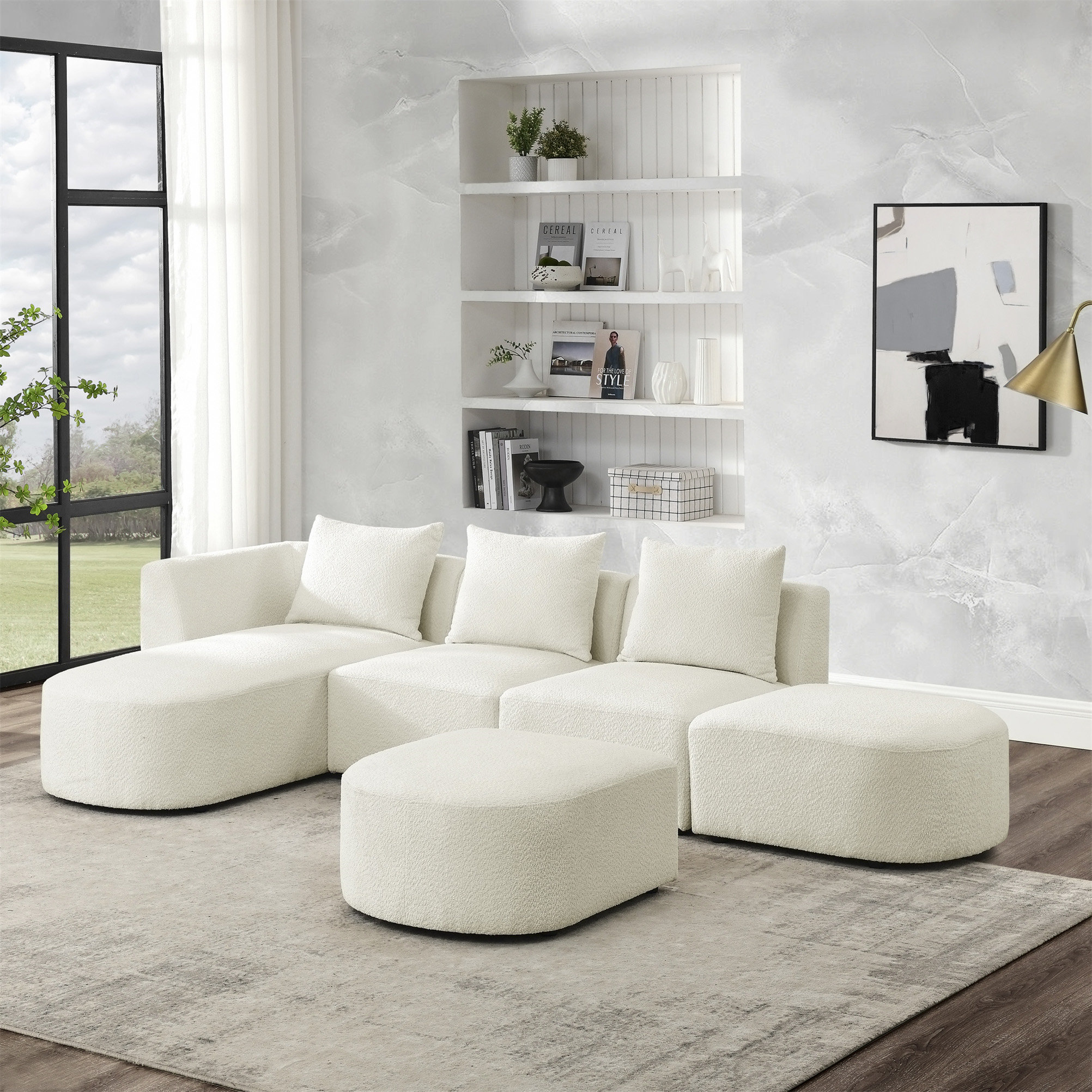 Latitude Run® L Shape Sectional Sofa With Left Side Chaise And Ottoman ...