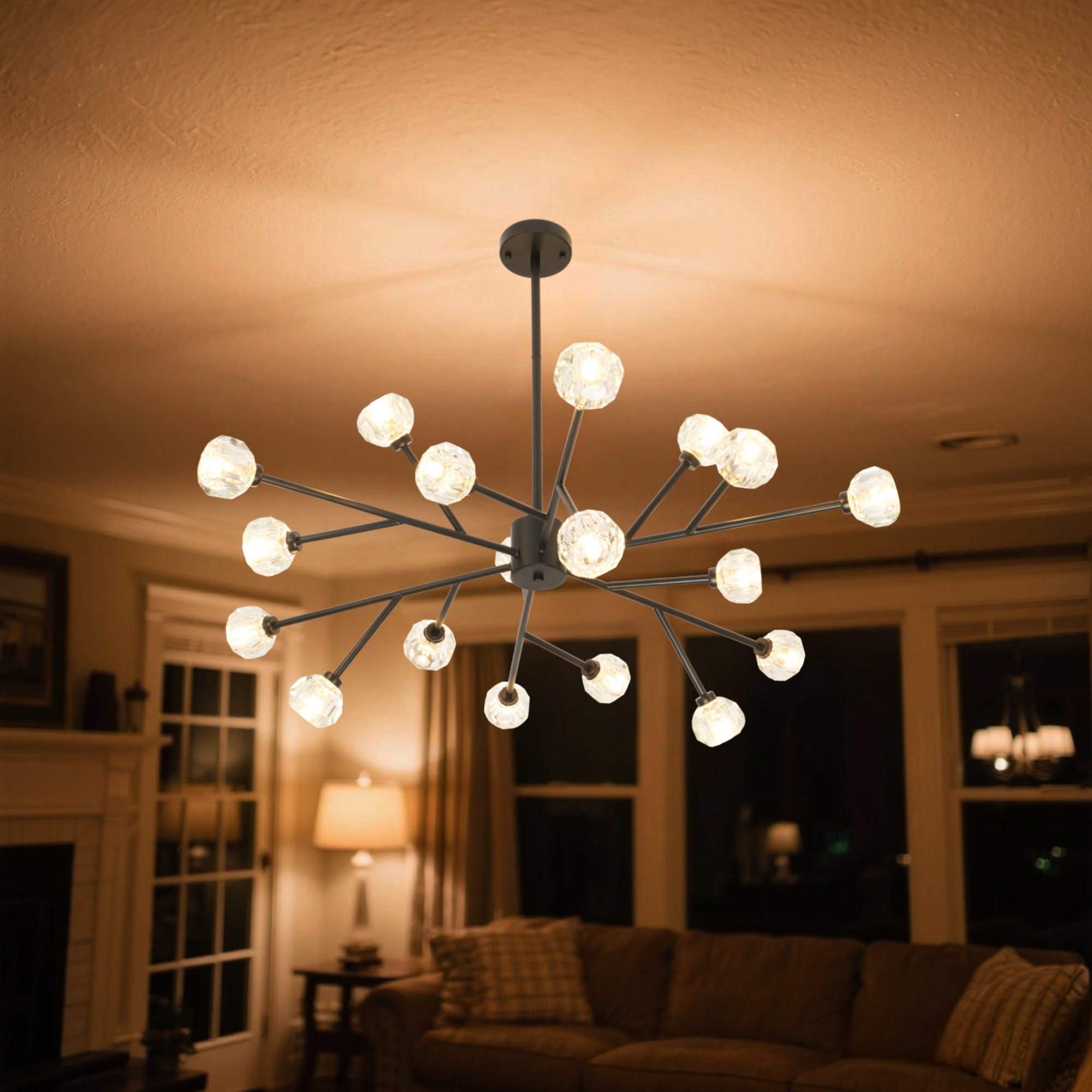 Mercer41 Ceiling Lighting Fixtures - 43 Inch 18 Head Branch Crystal ...