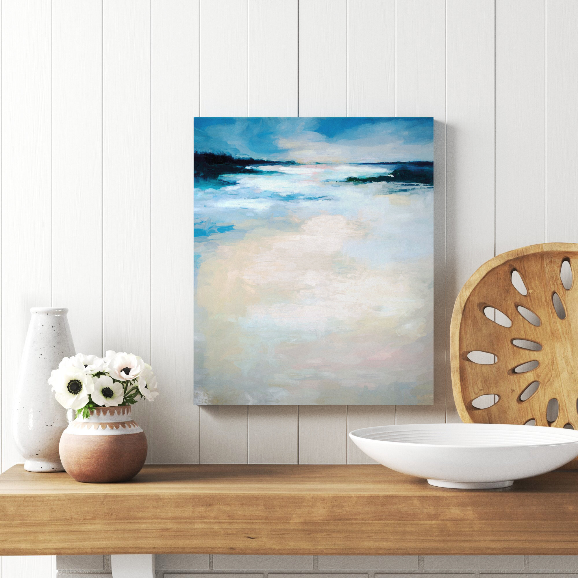 Sand & Stable™ Colorful Water Abstract - Wrapped Canvas Painting | Wayfair
