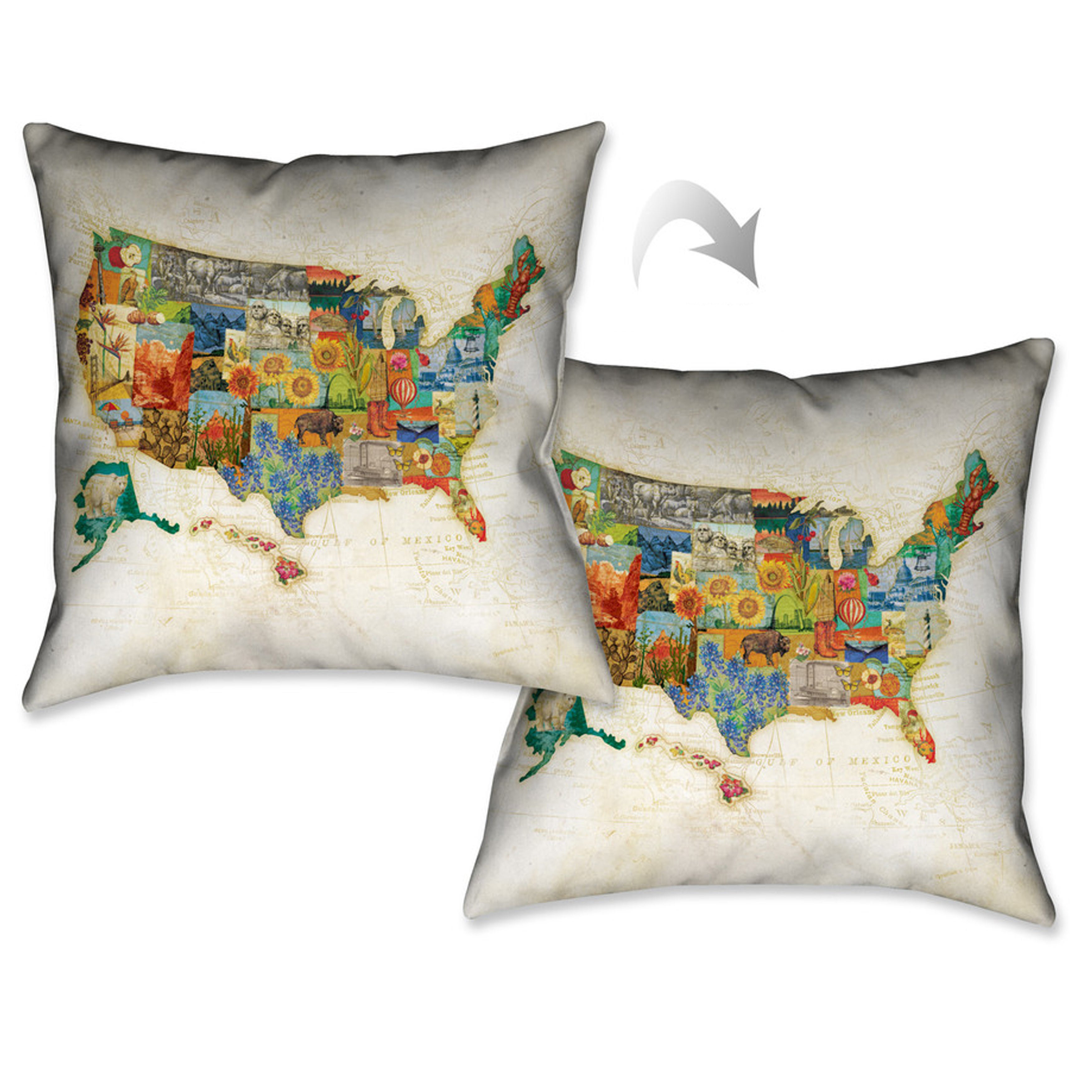 Laural Home Cardello Vintage Travel Map Indoor/Outdoor Throw Pillow ...