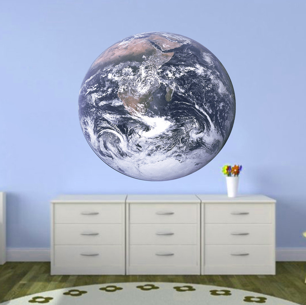 Trinx 3d Earth Decal, 3d Earth Sticker, 3d Earth Wall Decor | Wayfair