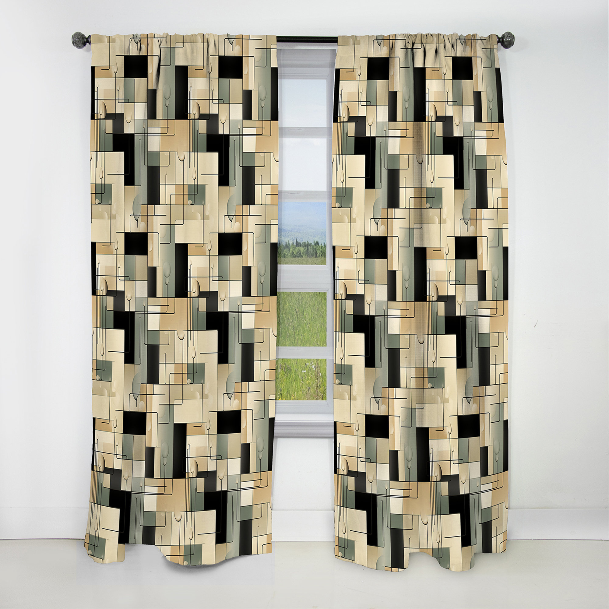 Design Art Abstract Taupe Blockchain Blocks II - Abstract Geometric ...