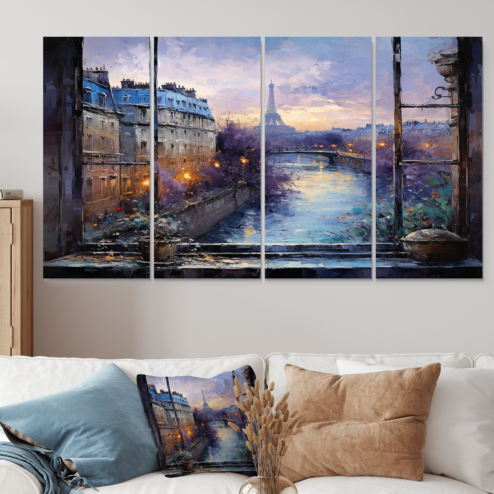 Alcott Hill Paris Window View Sunset - Paris 4 Piece Wall Art For ...