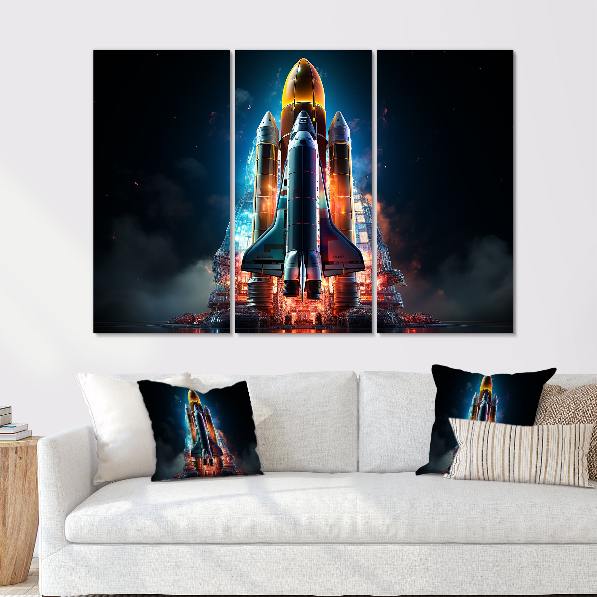 Latitude Run® Blastoff Space Shuttle Launch III - Rocketship Canvas ...