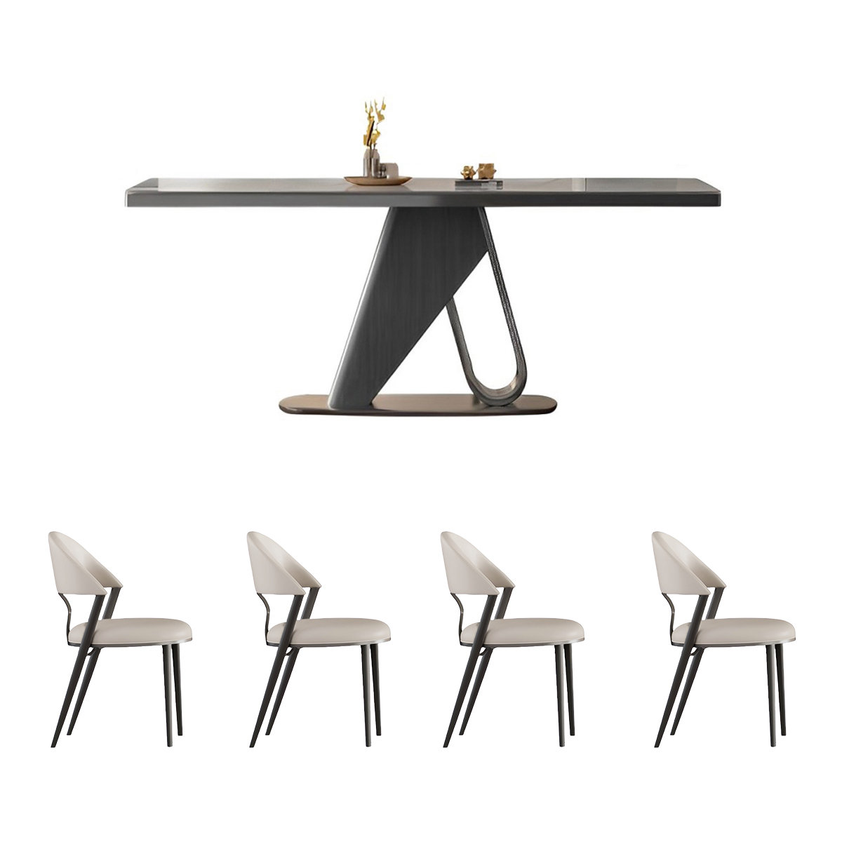 Pakloer Simple rectangular rock plate table and chair set | Wayfair