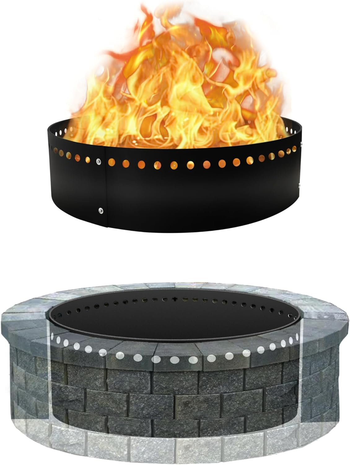 Febtech - Outdoor Smokeless Fire Ring Insert 45" X 10" - Portable ...