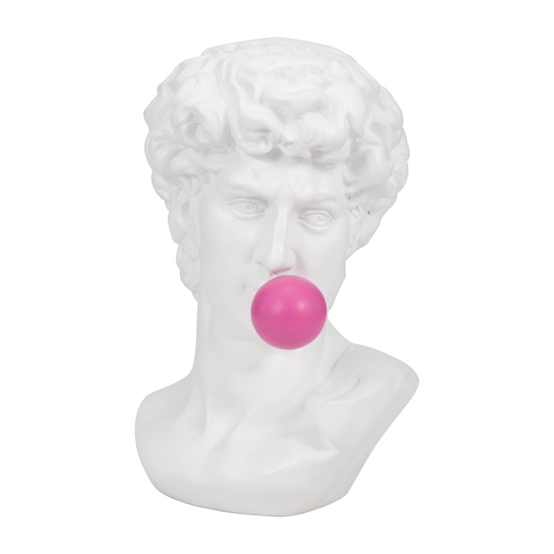 Trinx White Polyresin 13" Greek God Head Sculpture with Bubble Gum ...
