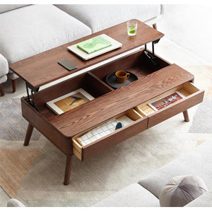 Corrigan Studio® Elevating Center Table Low Table 100% Solid Oak Wood ...