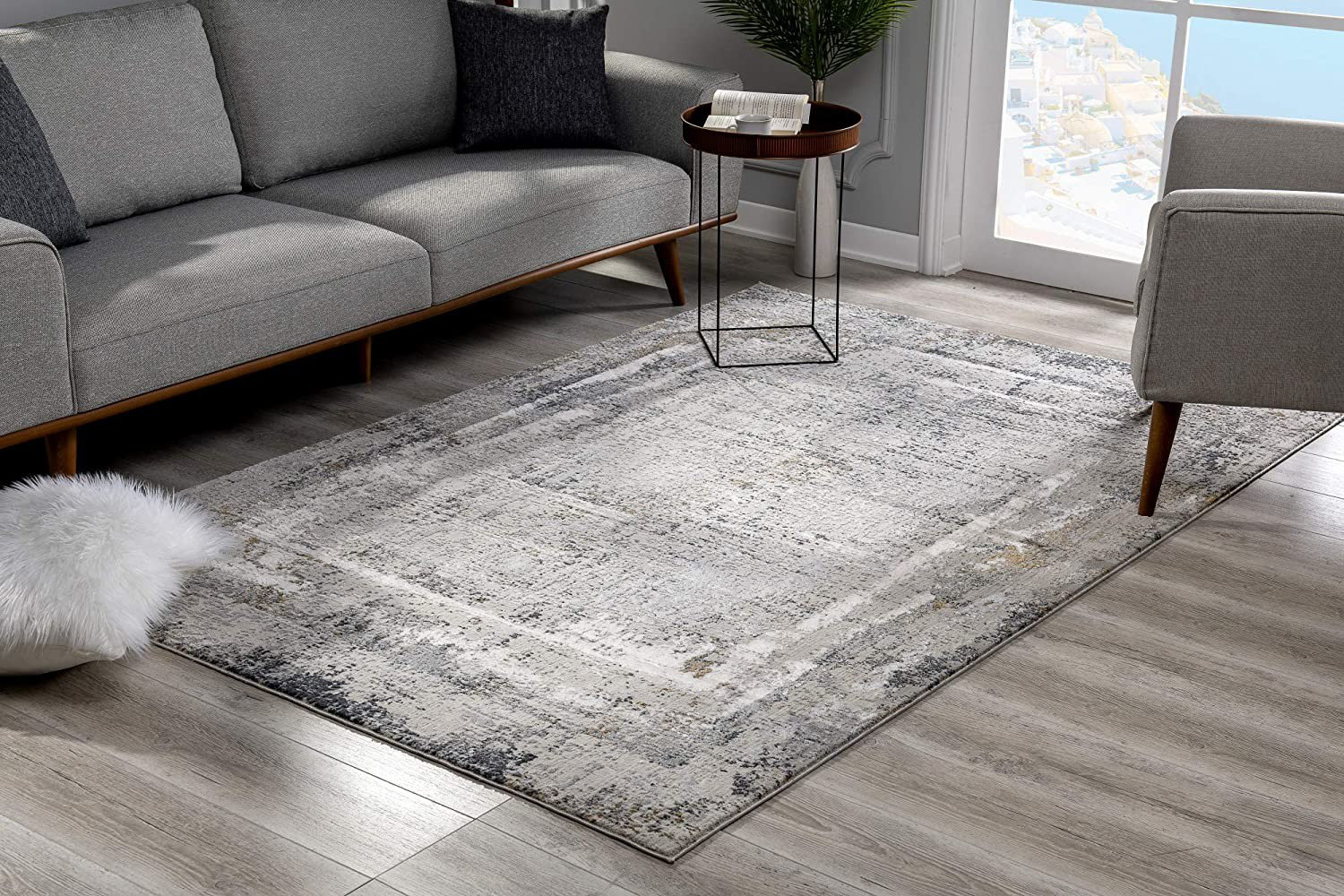 17 Stories Renfrow Cream Grey Rug - Wayfair Canada