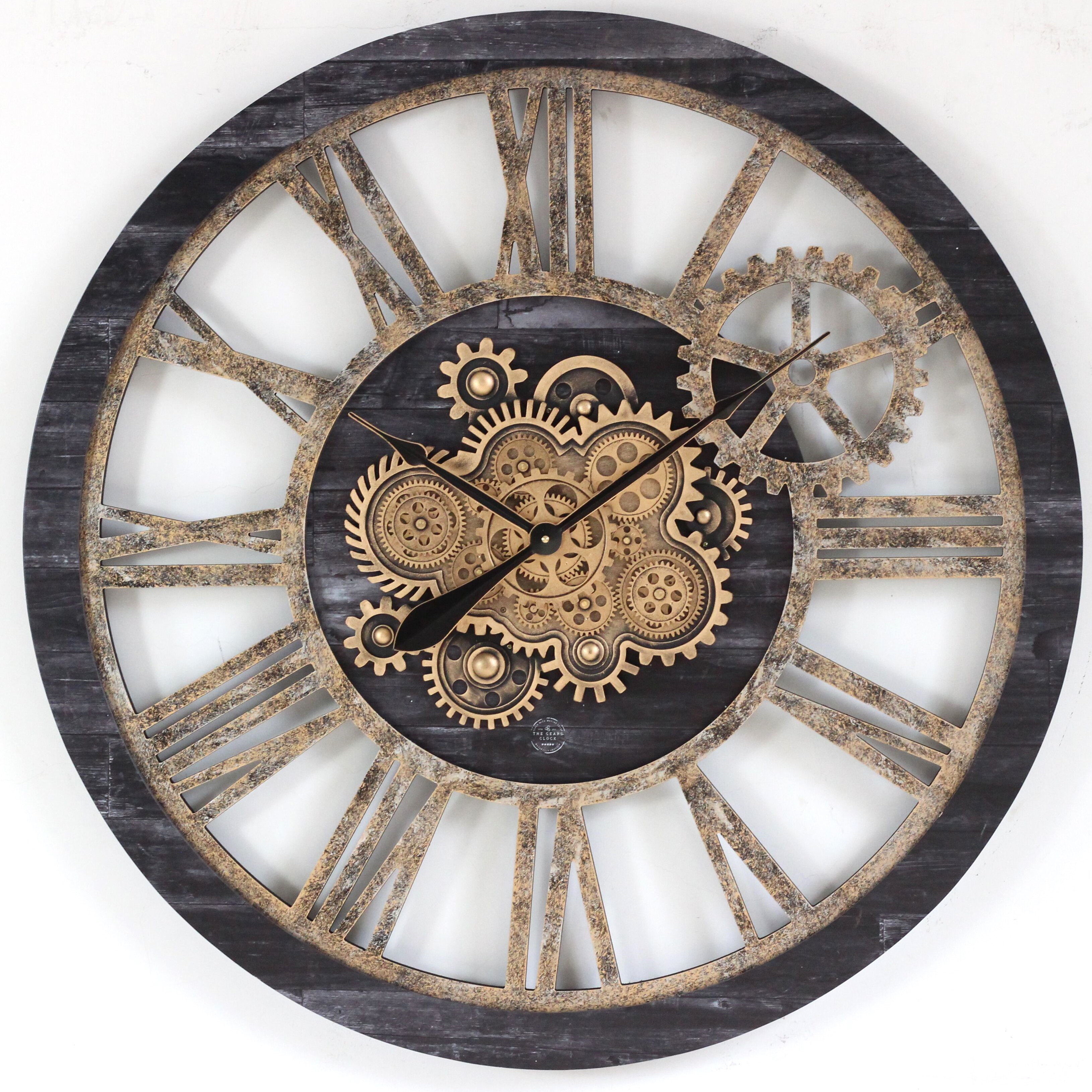 The Gears Clock Wall Clock 36" Round Oversized for Living Room decor ...