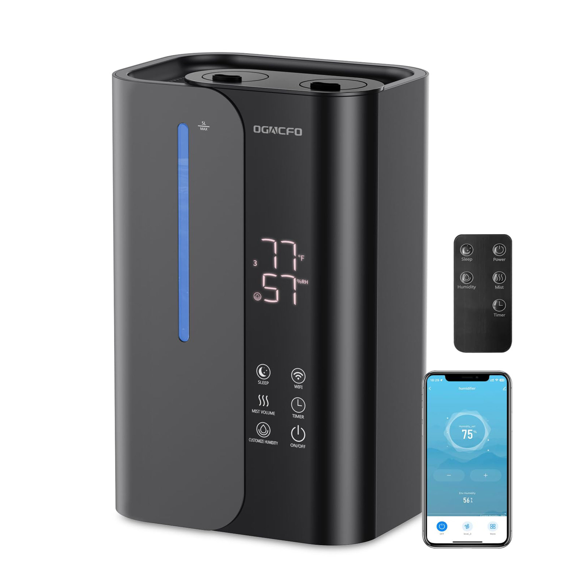 HomCom Top Fill 5L Large Room Smart Humidifier | Wayfair