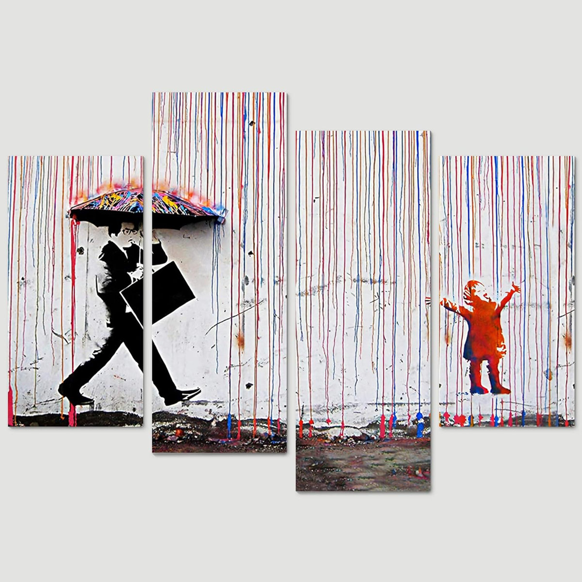 IDEA4WALL Pop Urban Street Banksy Coloured Rain Graffiti For Living ...