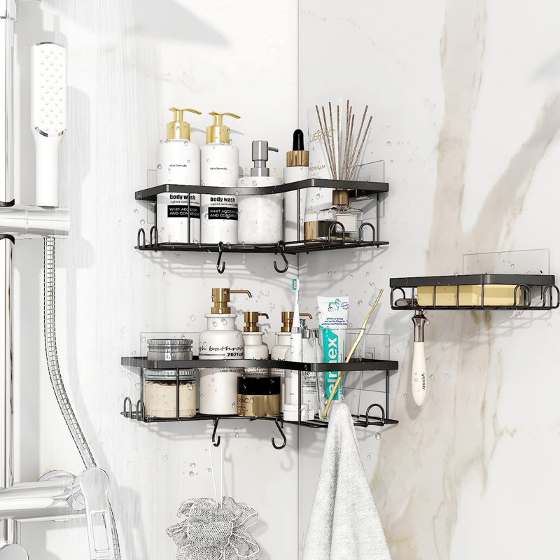 Rebrilliant Vernita Tension Pole Stainless Steel Shower Caddy | Wayfair