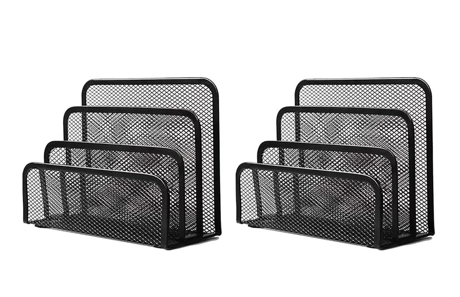 Inbox Zero 2 Pack Metal Mesh Folder Holder - 3 Vertical Compartments ...