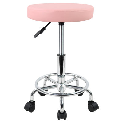 Inbox Zero PU Leather Round Rolling Height Adjustable Lab Stool ...