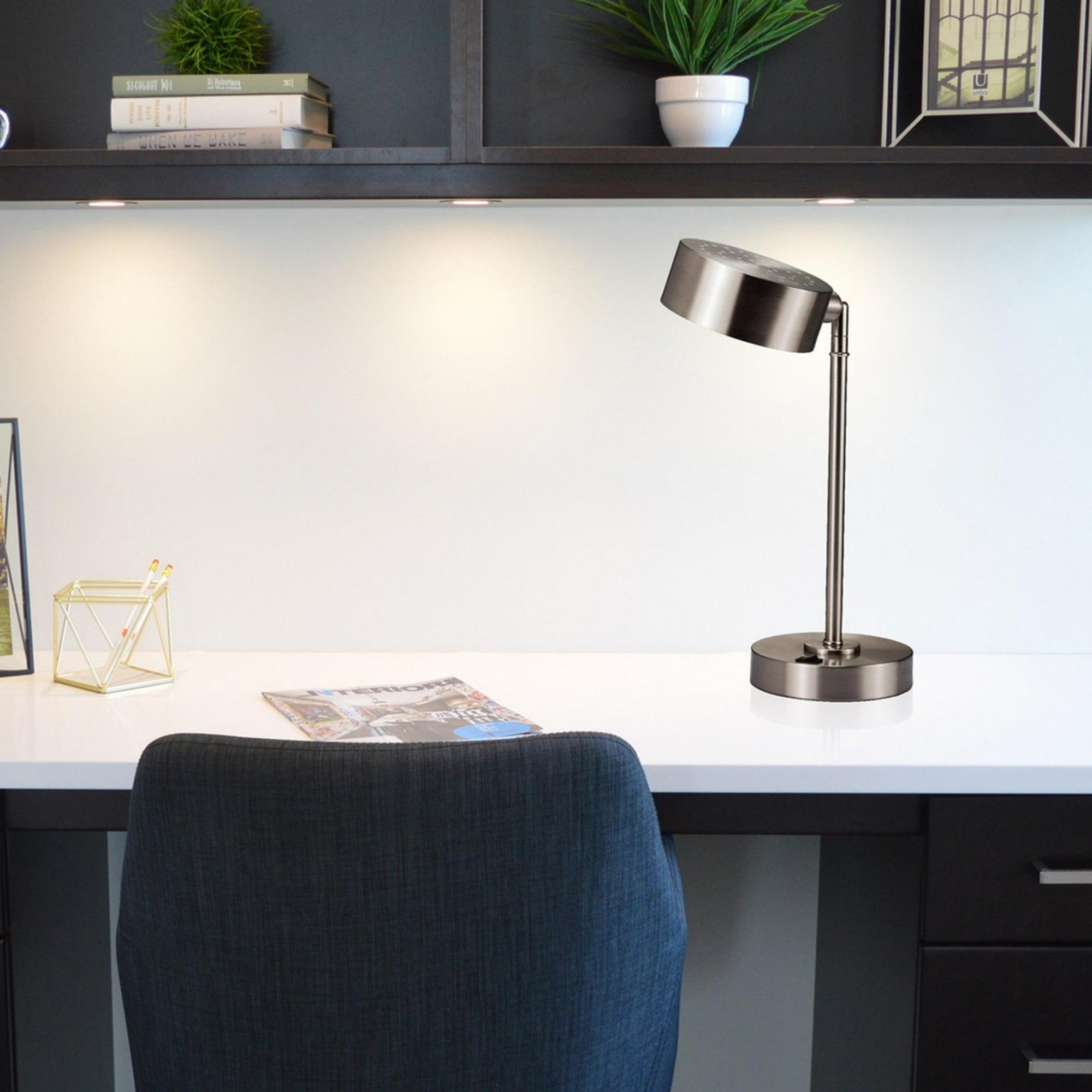 Ivy Bronx 15" Tall "Cambert" LED Table Lamp with USB Port, Brushed ...