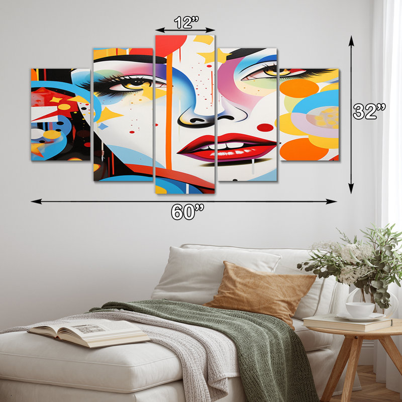 Mercer41 Pop Art Iconography Portrait II - Modern Wall Decor - 5 Panels ...
