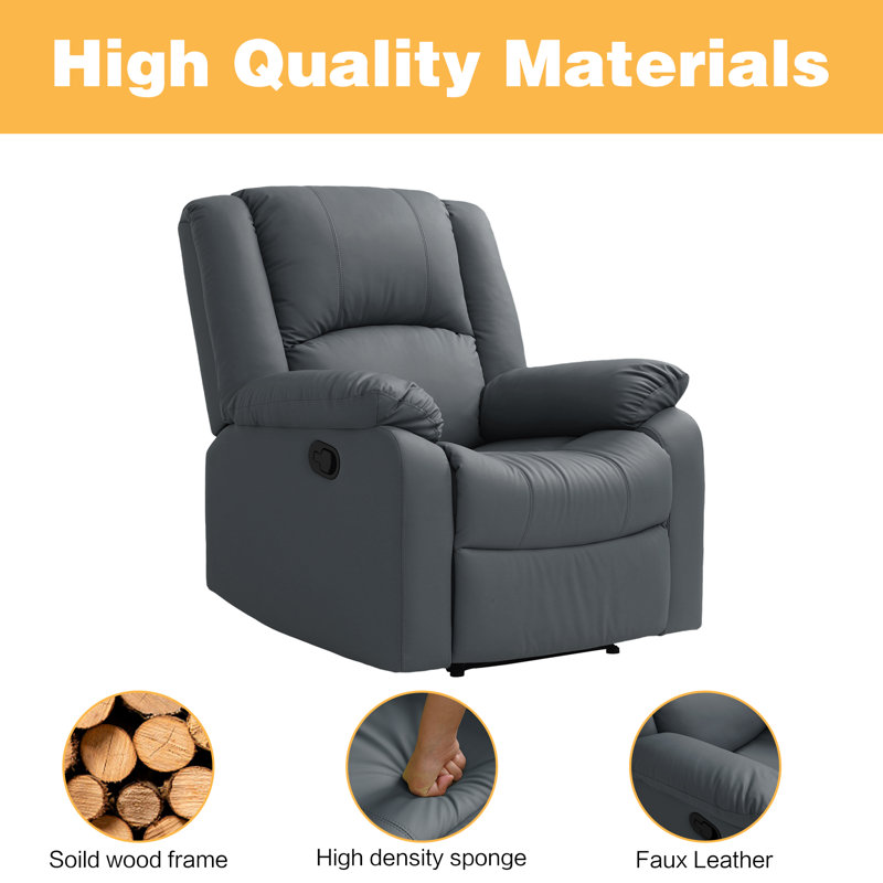Latitude Run® Tachara Breathable Faux Leather Manual Recliner Chair ...