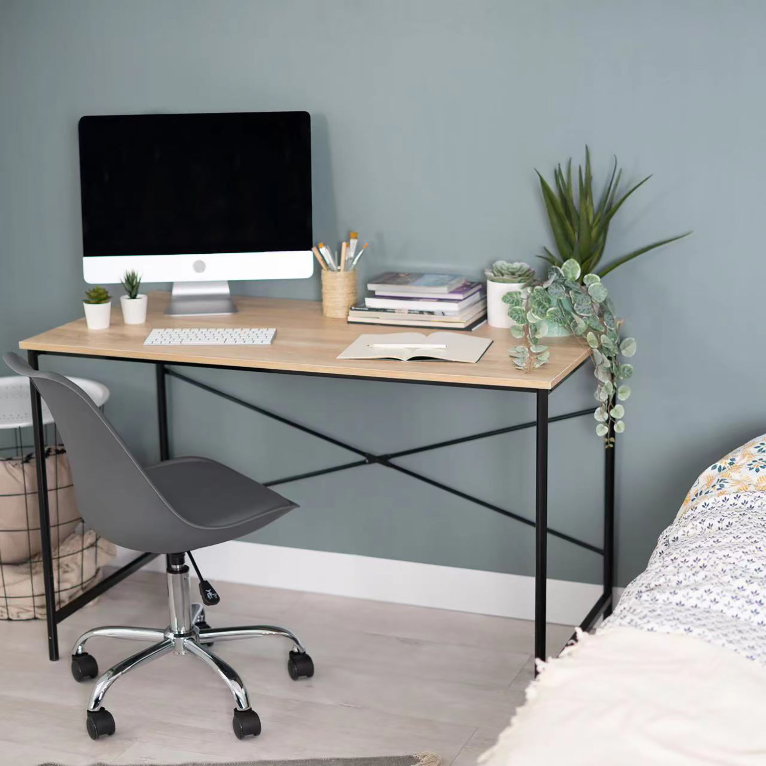 Wade Logan Armenakis 47" Width Industrial Computer Table home office ...