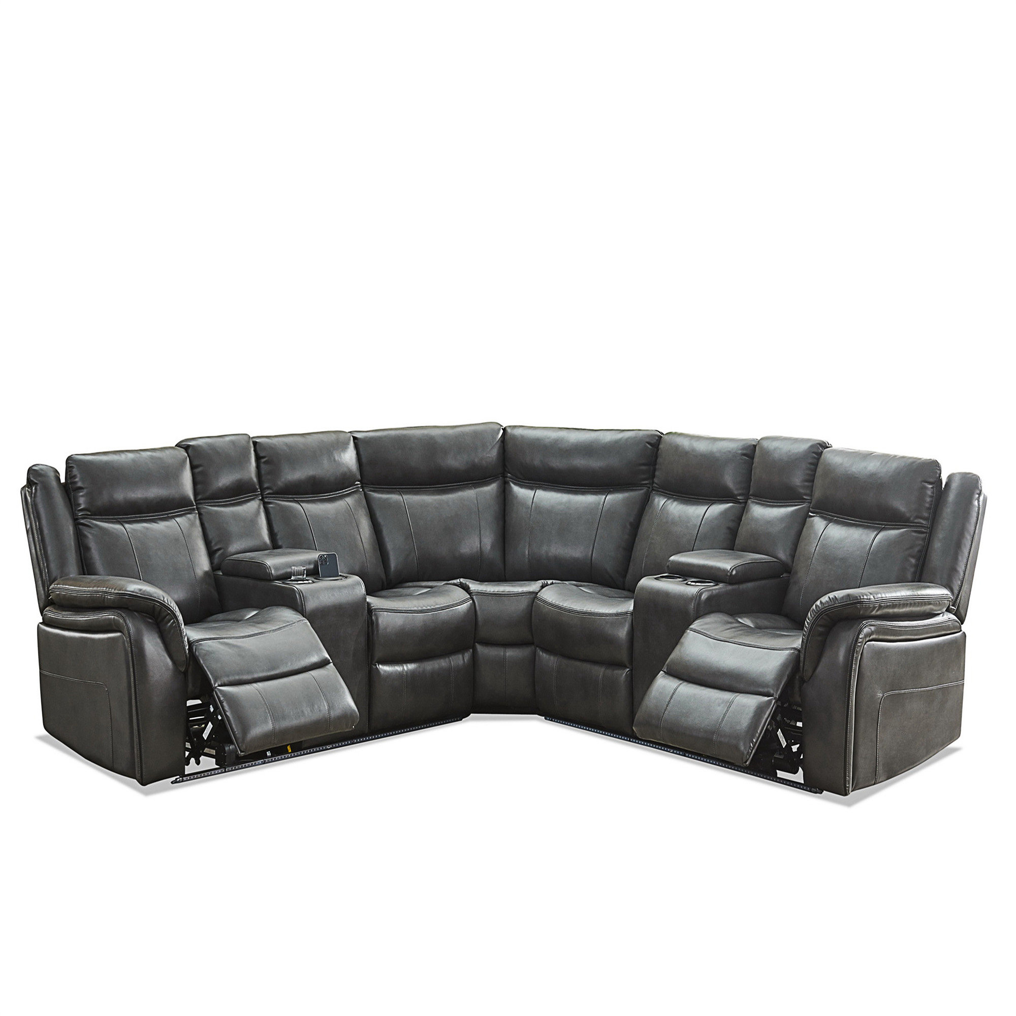 Orren Ellis sectional,Power reclining Sectional with LED,L-shaped ...