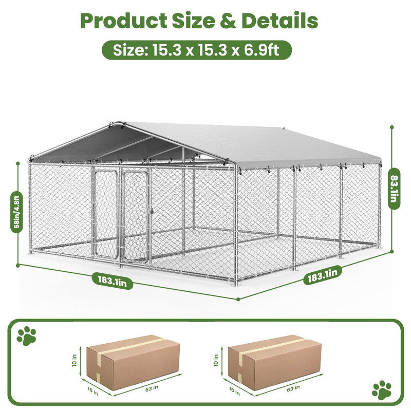 Tucker Murphy Pet™ Time Ray 15x15 Ft Dog Kennel Outdoor For 2 Dogs ...
