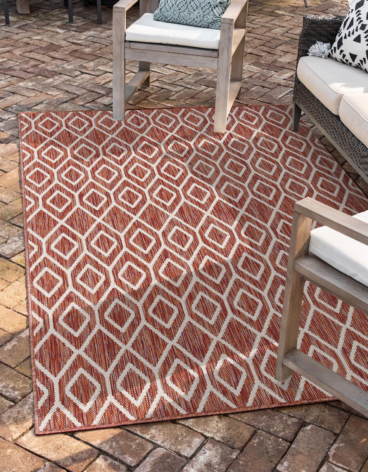 Foundry Select Outdoor Destiny Area Rug Red Color | Wayfair