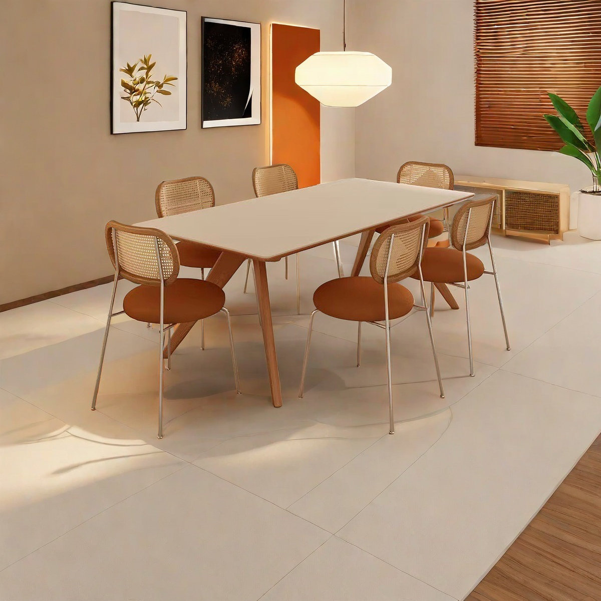 Animoe D Furniture Modern Solid Wood & Rock Board Dining Table ...