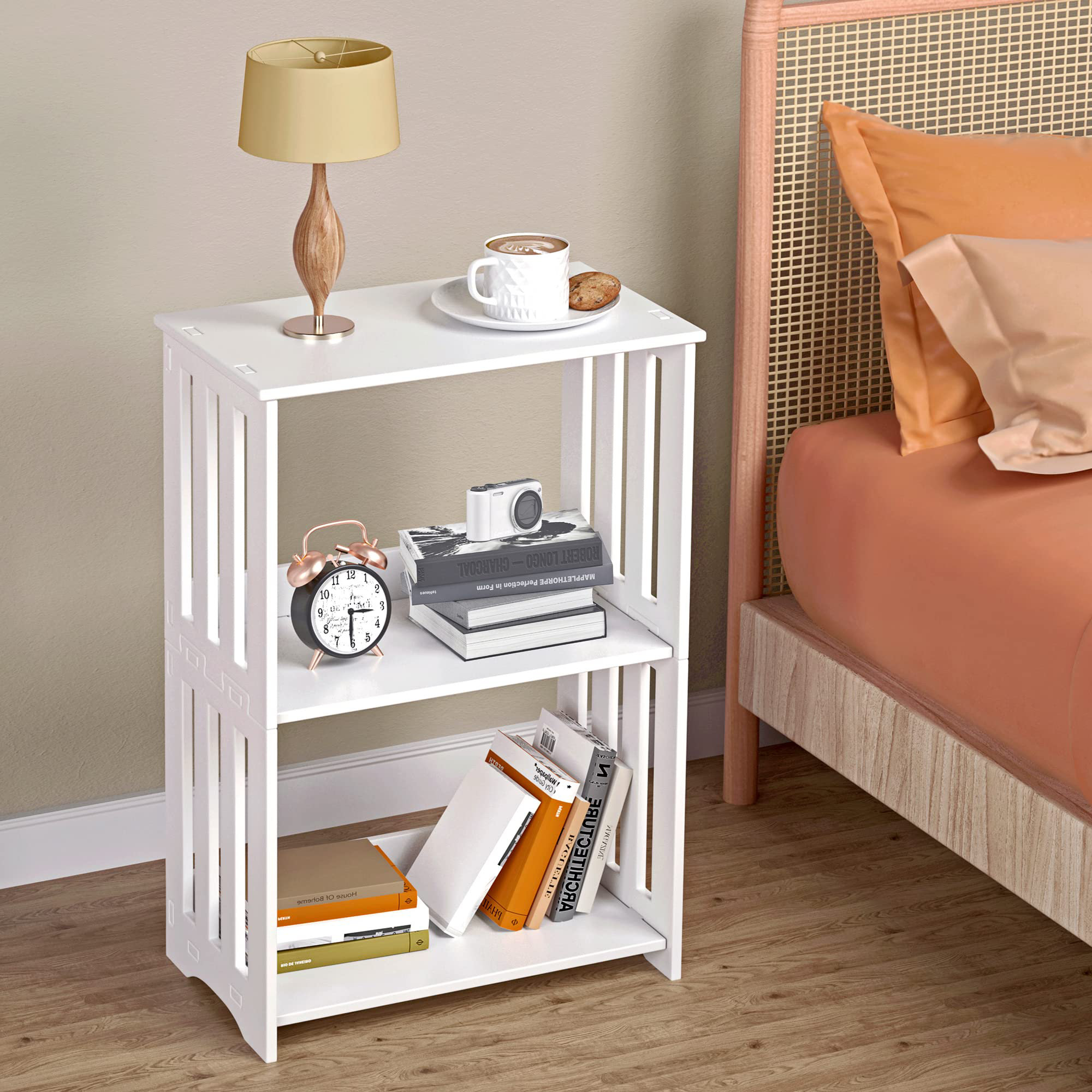 Lark Manor™ 3-Tier End Table Nightstand White, Narrow Side Table With ...