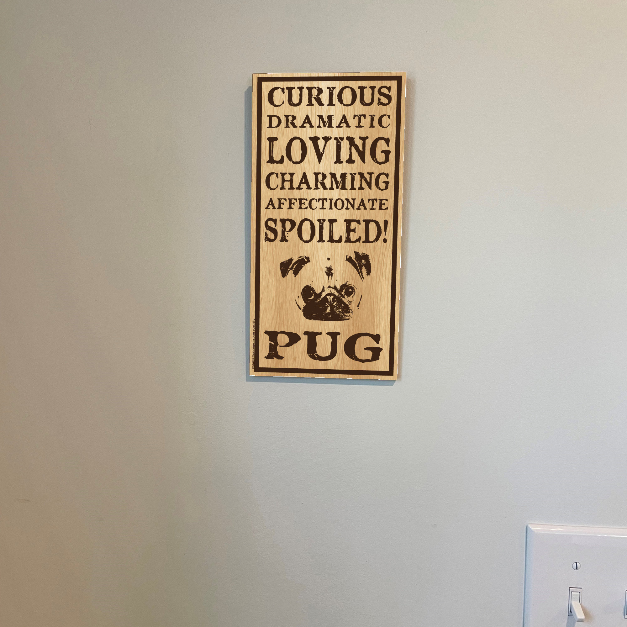 Imagine This Company Spoiled Pug Vertical Wood Sign | Wayfair