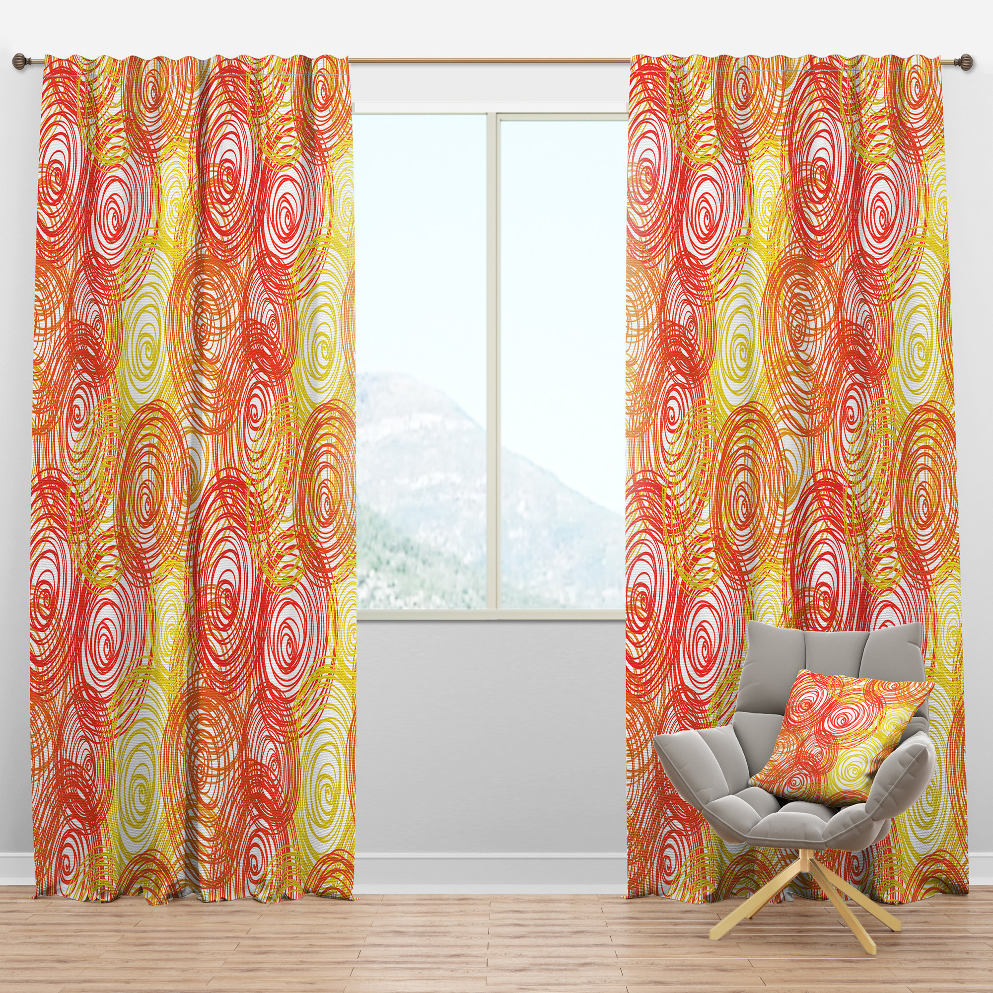 Design Art Round Shapes - Abstract Curtain - Velvet Room darkening - 1 ...