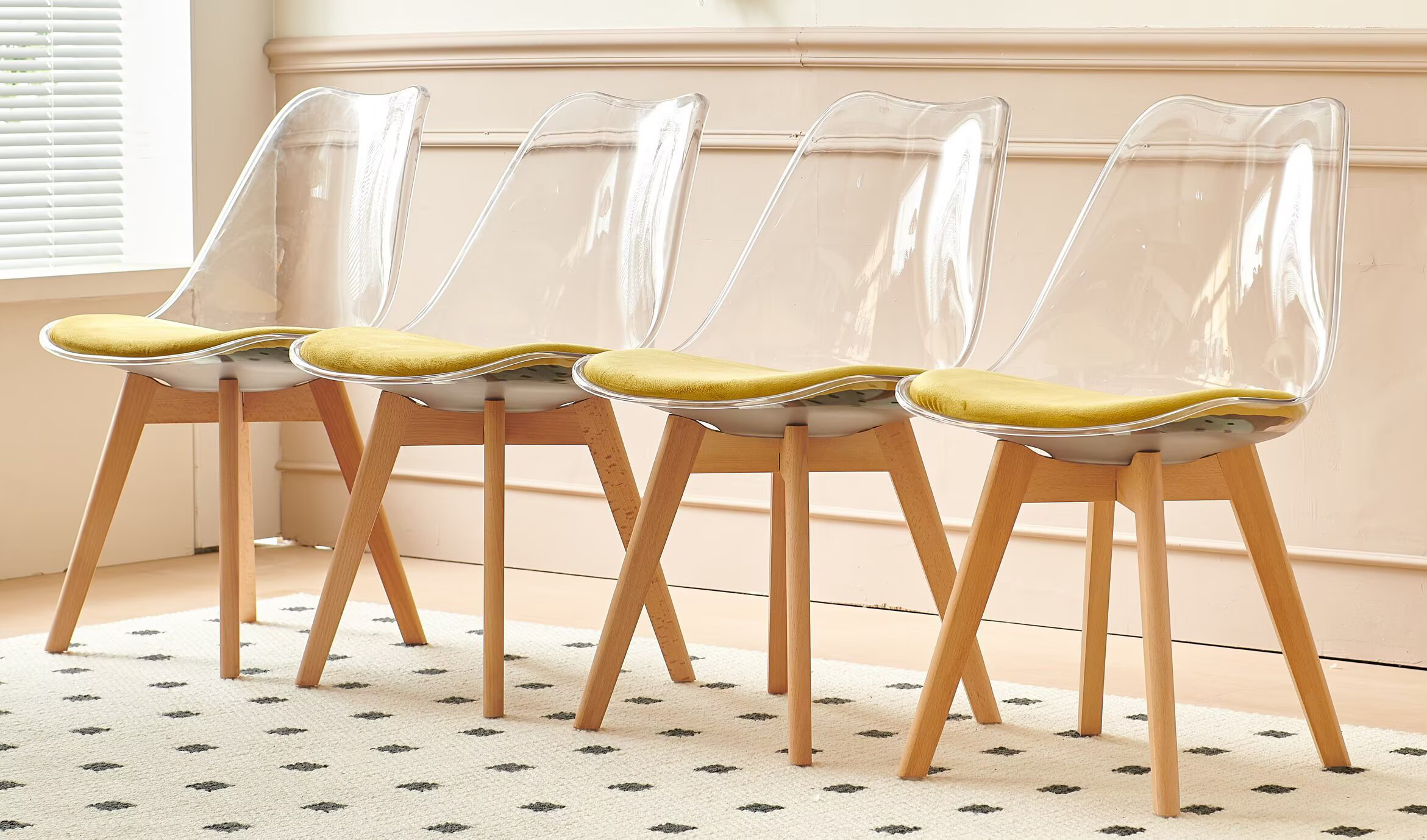 Orren Ellis Set of 4 Dining Chairs – kitchen Chairs with Wooden Legs ...