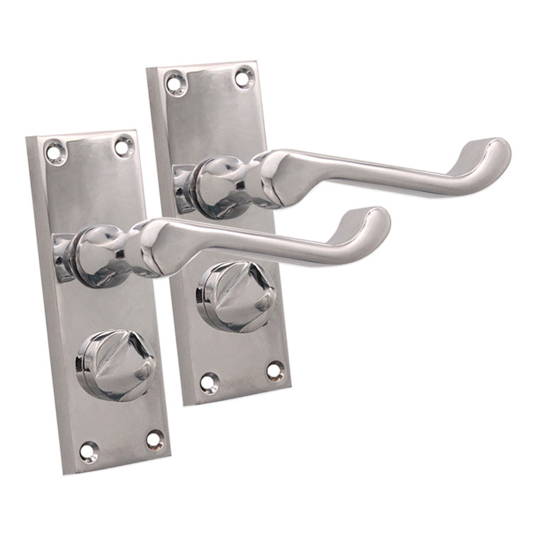 Spira Brass Victorian Scroll Privacy Lever Handle 115mm Polished Chrome ...