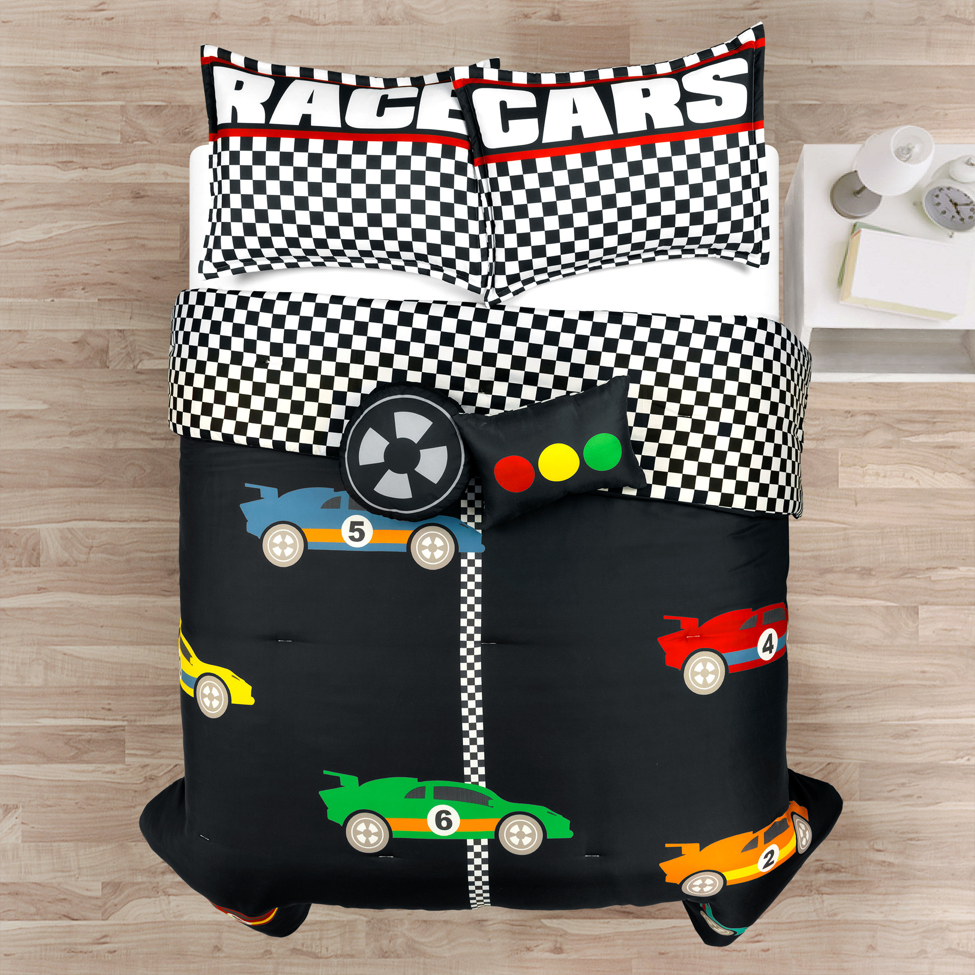 Lush Decor Racing Cars Reversible Oversized Comforter Black/Multi ...