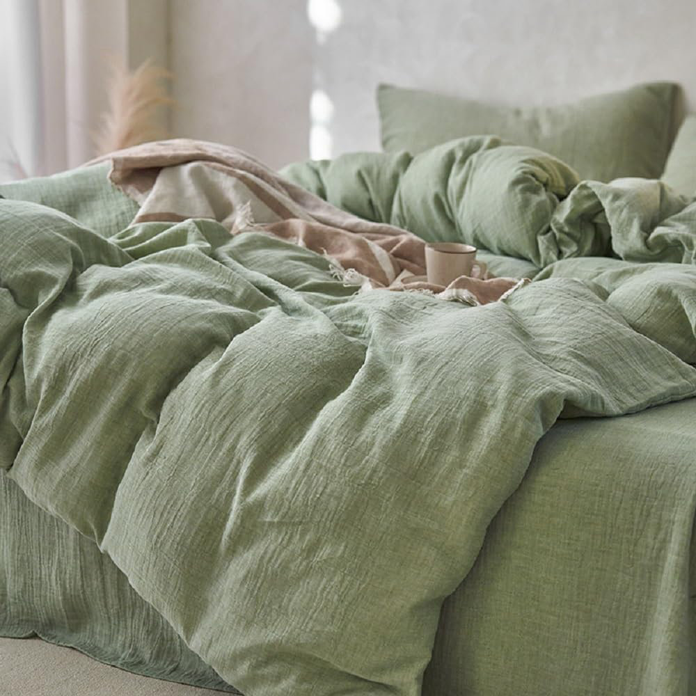 Nayoroom Double Muslin Bedding 100%cotton Green Bedding Sets Bedding ...