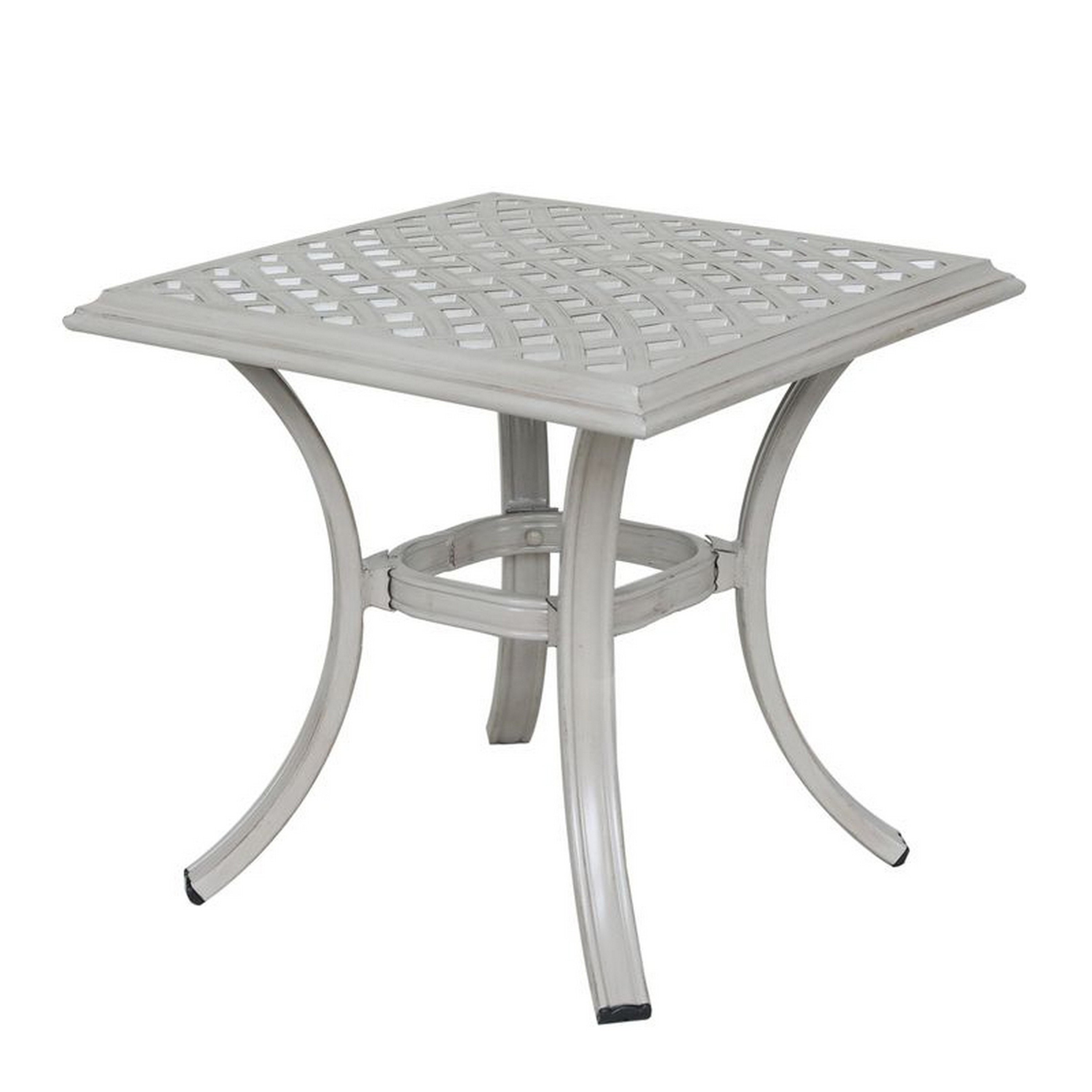 Benjara Wynn Outdoor Standard End Table, 22 Inch Square, Aluminum, Gray ...