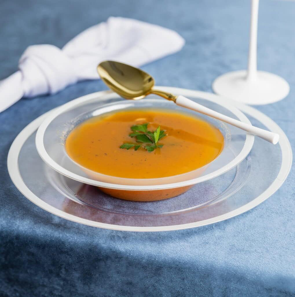 EcoQuality Clear Plastic Round Bowls with White Rim | Wayfair