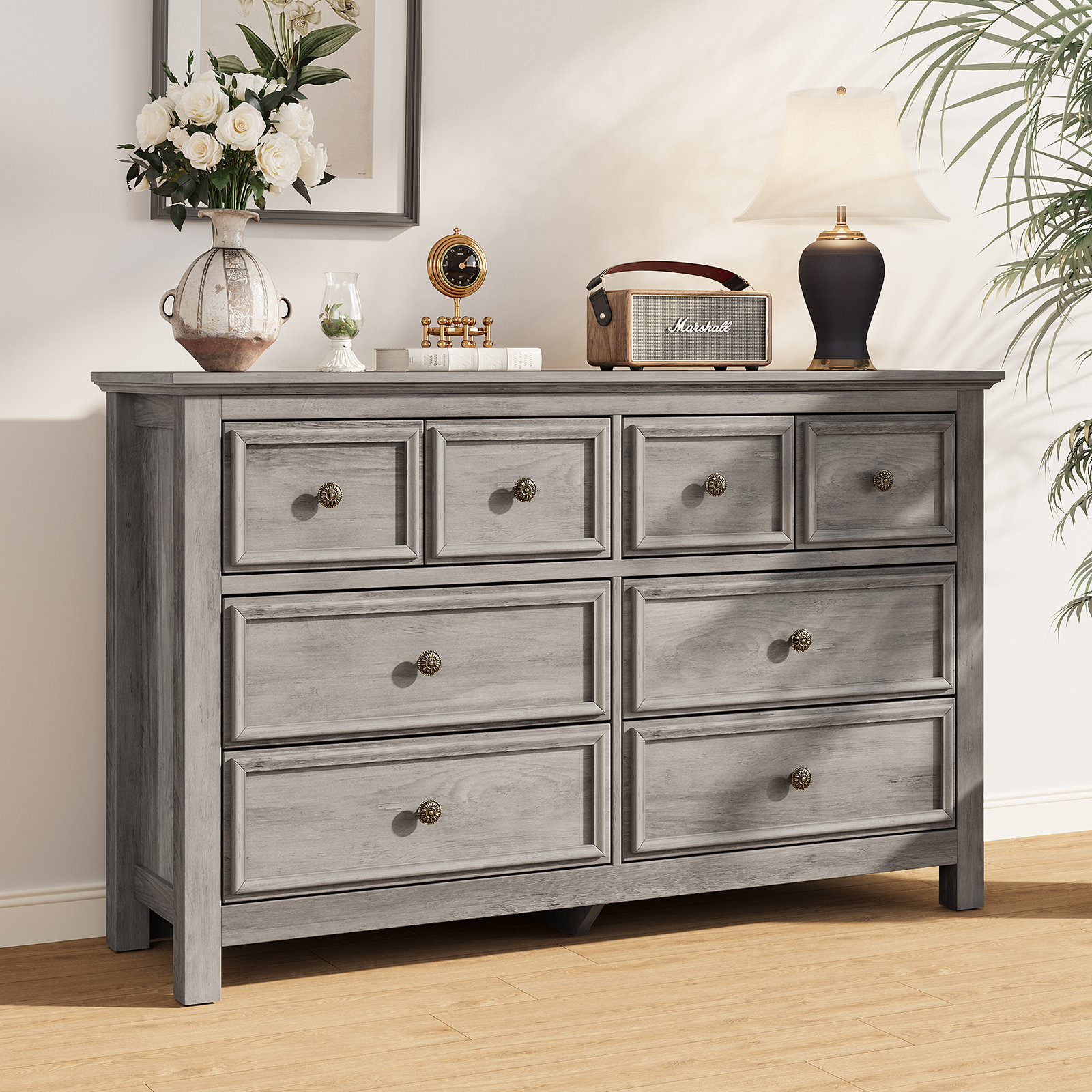 Winston Porter 8 Drawer Dresser Tv Stand , Chest Of Drawers With 53.9"w ...