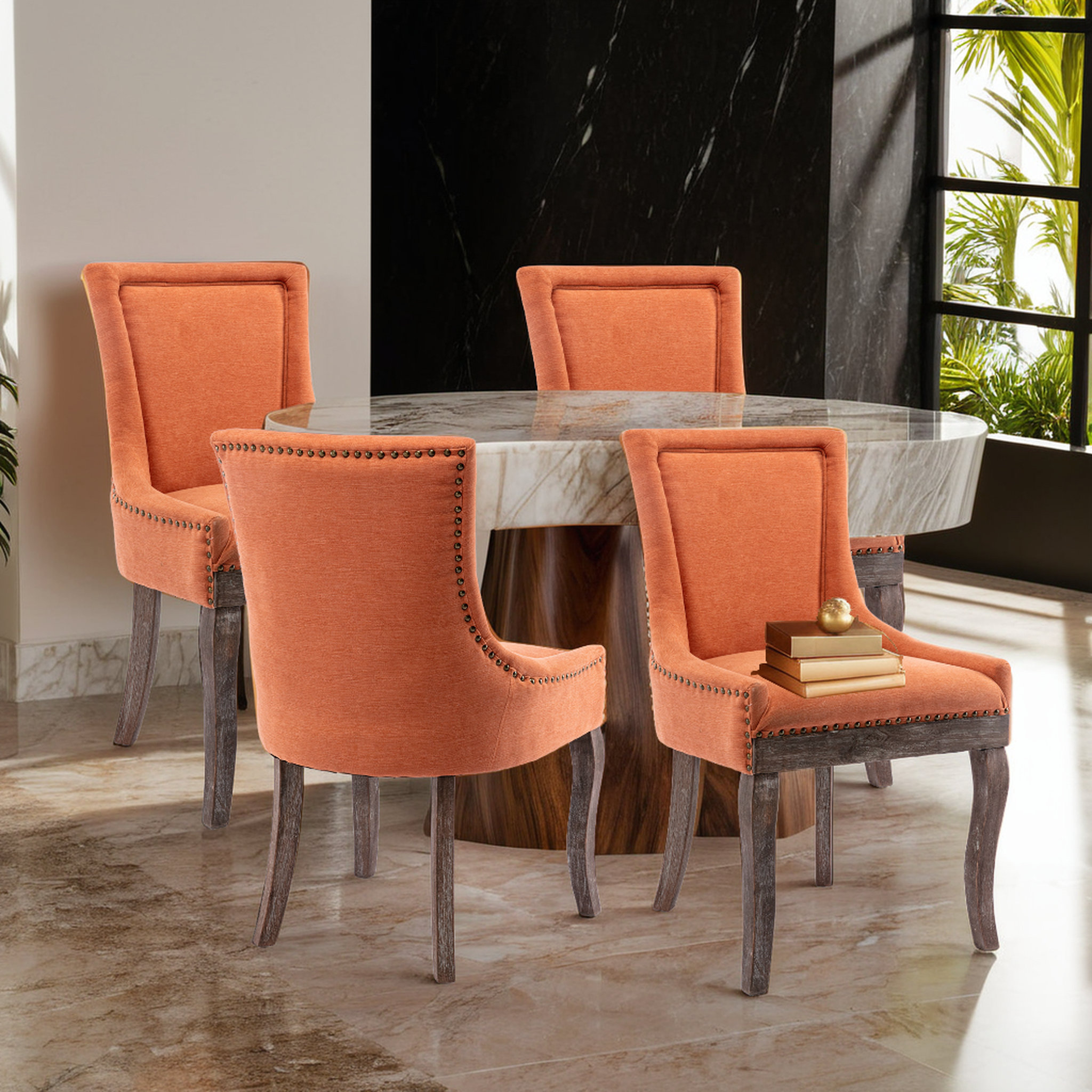 Red Barrel Studio® Square Wide Back Solid Wood Fabric Upholstered ...