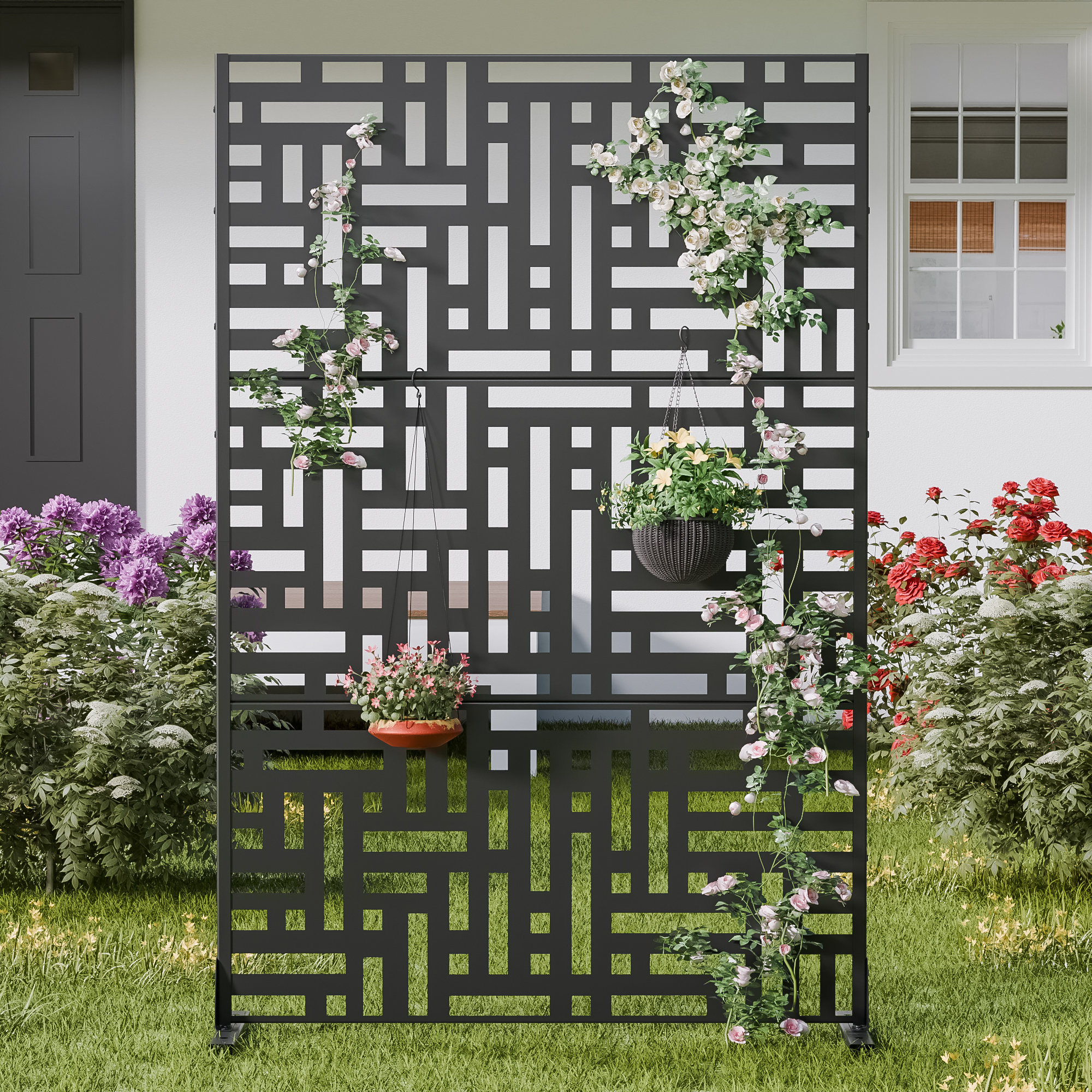 Lumioca 72" Black Metal Outdoor Privacy Screen & Reviews | Wayfair